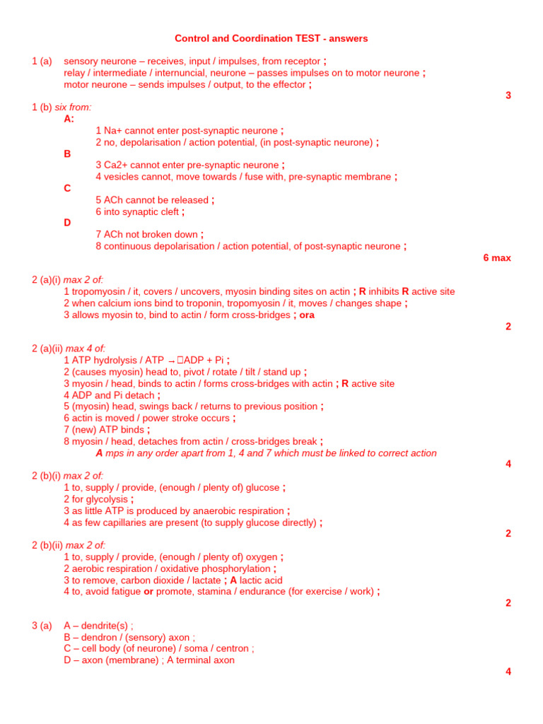 Control and Coordination TEST-MS | PDF | Chemical Synapse | Menstrual Cycle