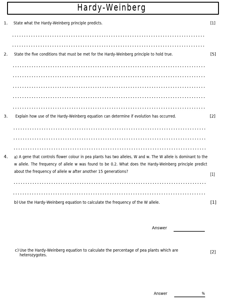 Hardy Weinberg Q's & A's | PDF | Allele | Zygosity