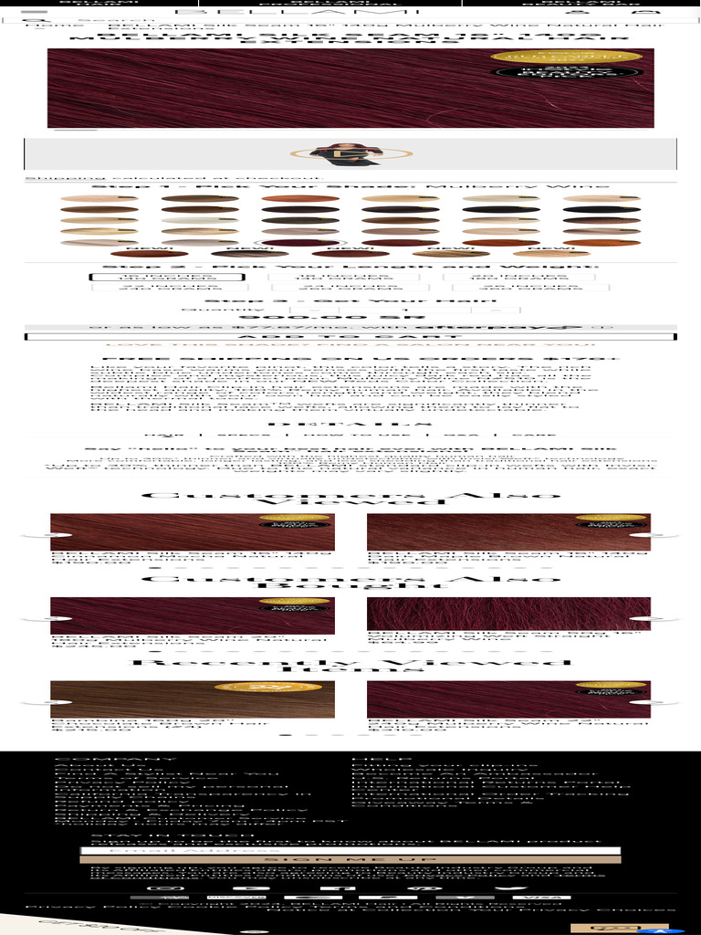 BELLAMI Silk Seam 16 140g Mulberry Wine Natural Hair Extensions ...
