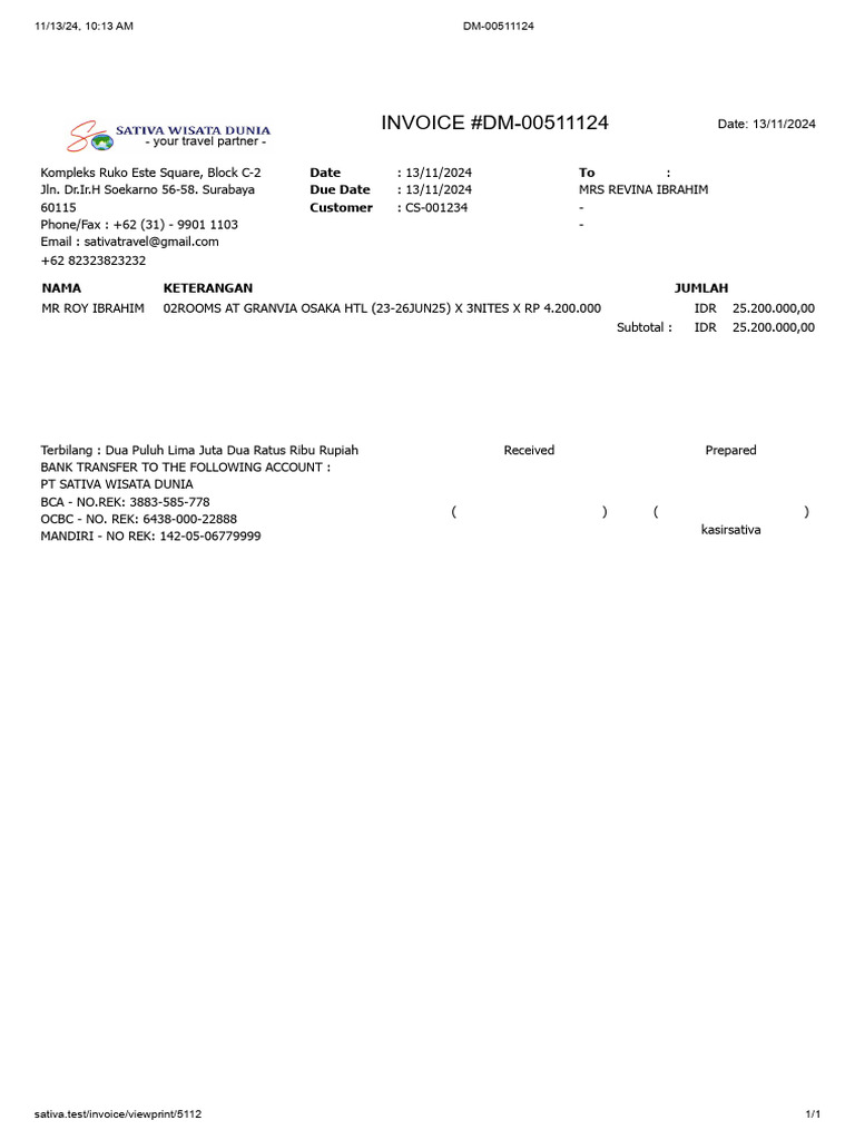 Inv Revina Ibrahim Granvia Osaka 23jun25 | PDF