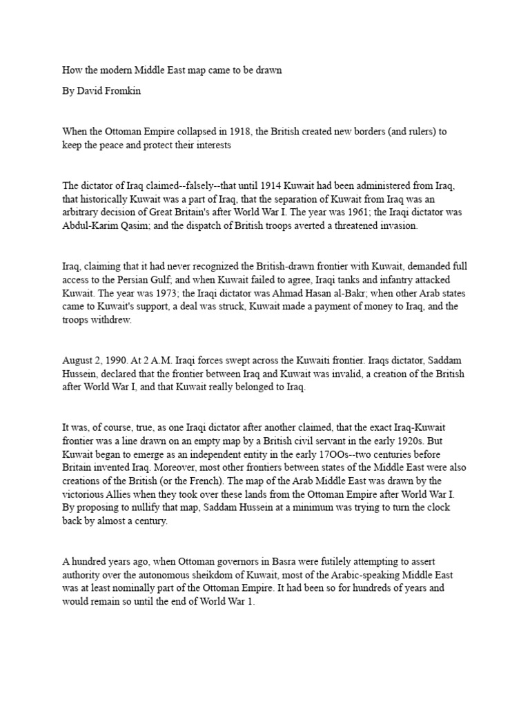 How The Modern Middle East Map Came To Be Drawn | PDF | Iraq | Arabian ...