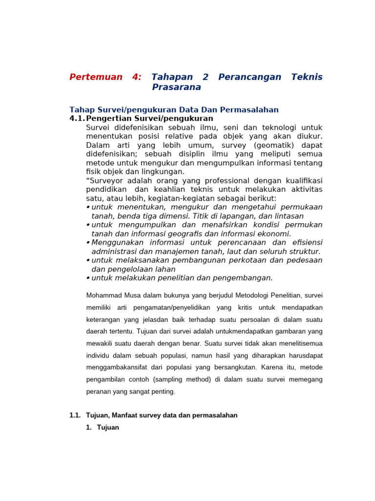 Survei dan Observasi Data Prasarana Air | PDF