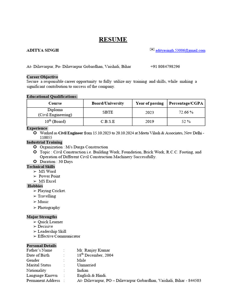 Aditya New Resume F | PDF