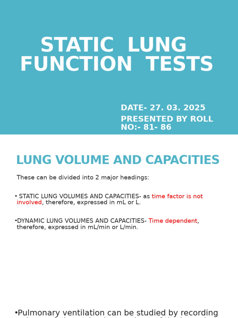 Static Lung Function Tests | PDF | Exhalation | Lung