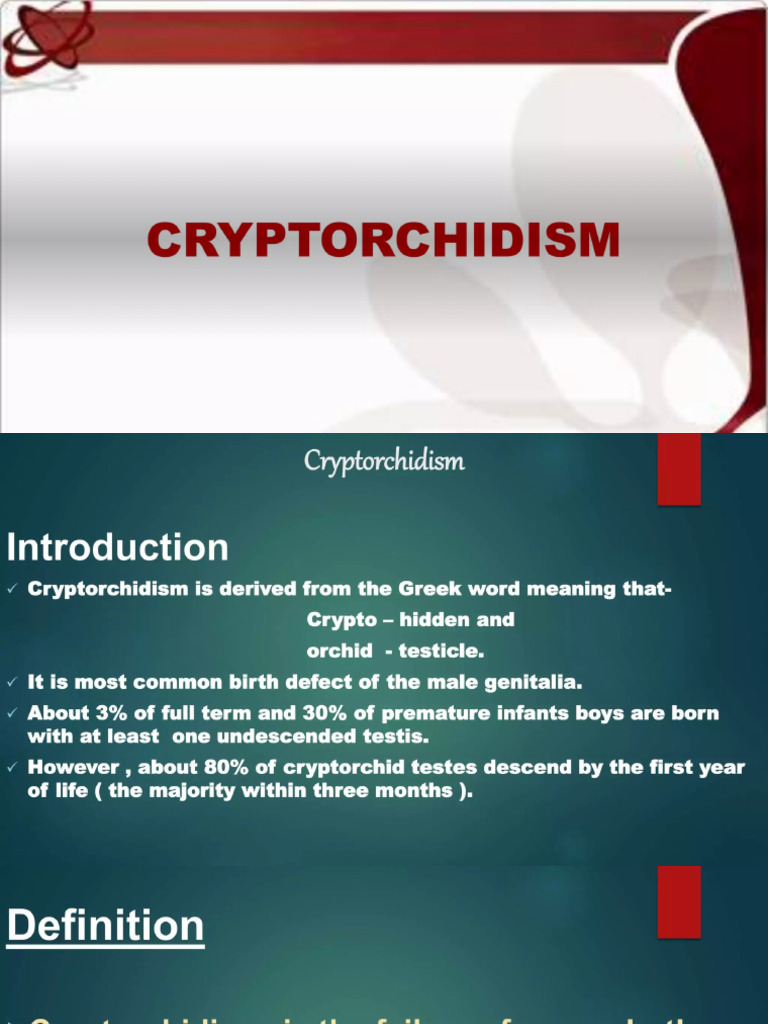 CONGENITAL MALFORMATIONS - Cryptochidism | PDF
