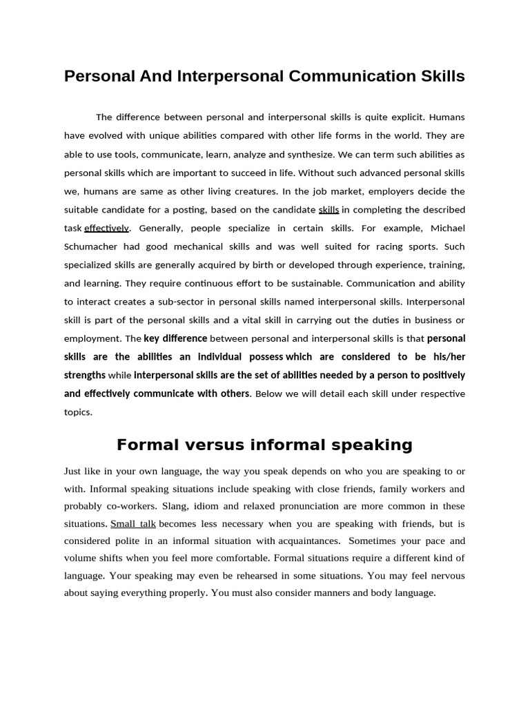Communication Skills-Personal and Interpersonal | PDF | Interview ...