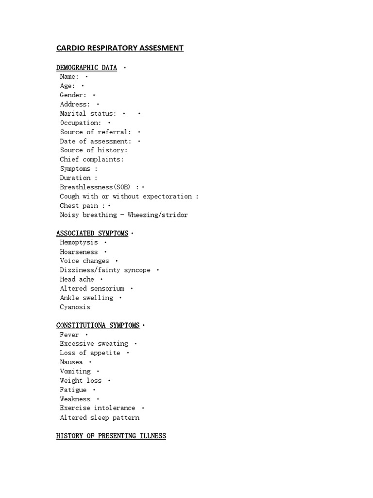 Cardio Respiratory Assesment | PDF