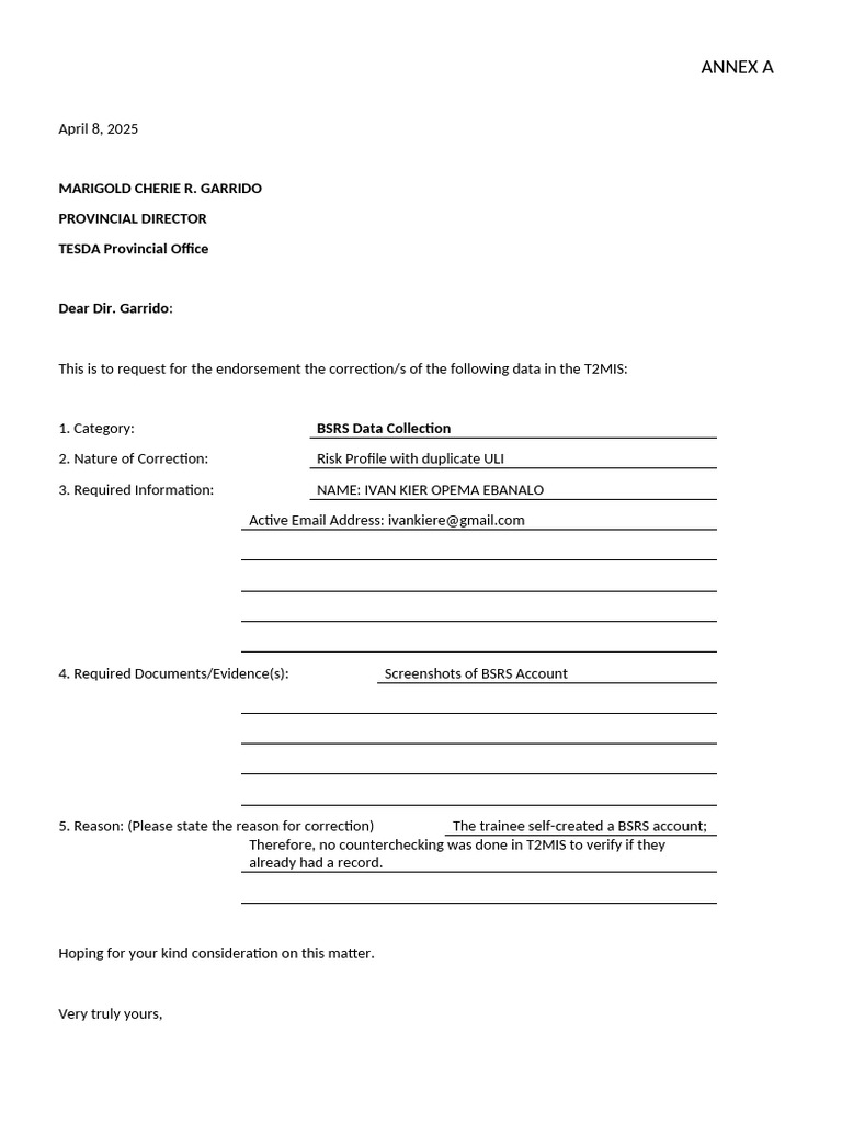 T2MIS Form - Annex A and Annex A-1 | PDF | Computing