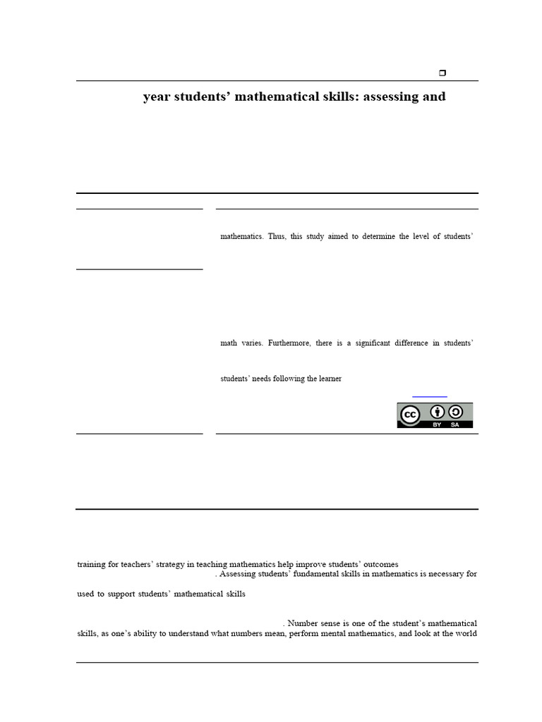 Assessing First-Year Students' Math Skills | PDF | Mathematics | Statistics