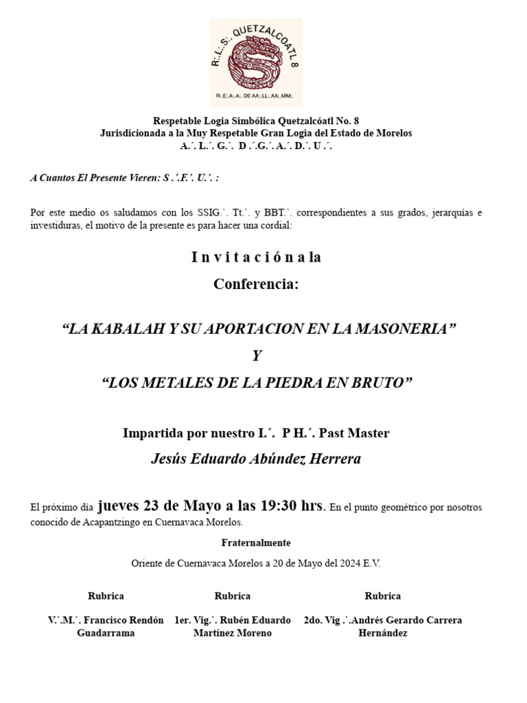 INVITACION Conferencia JEAH-1 | PDF