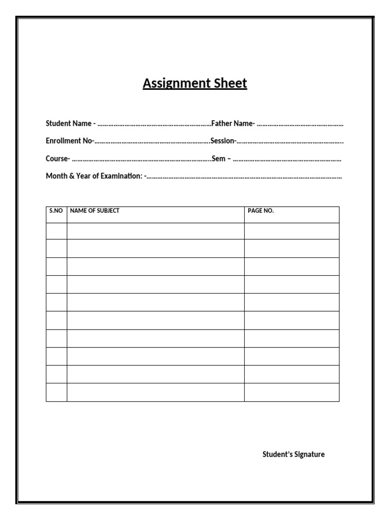 Assignment Sheet | PDF