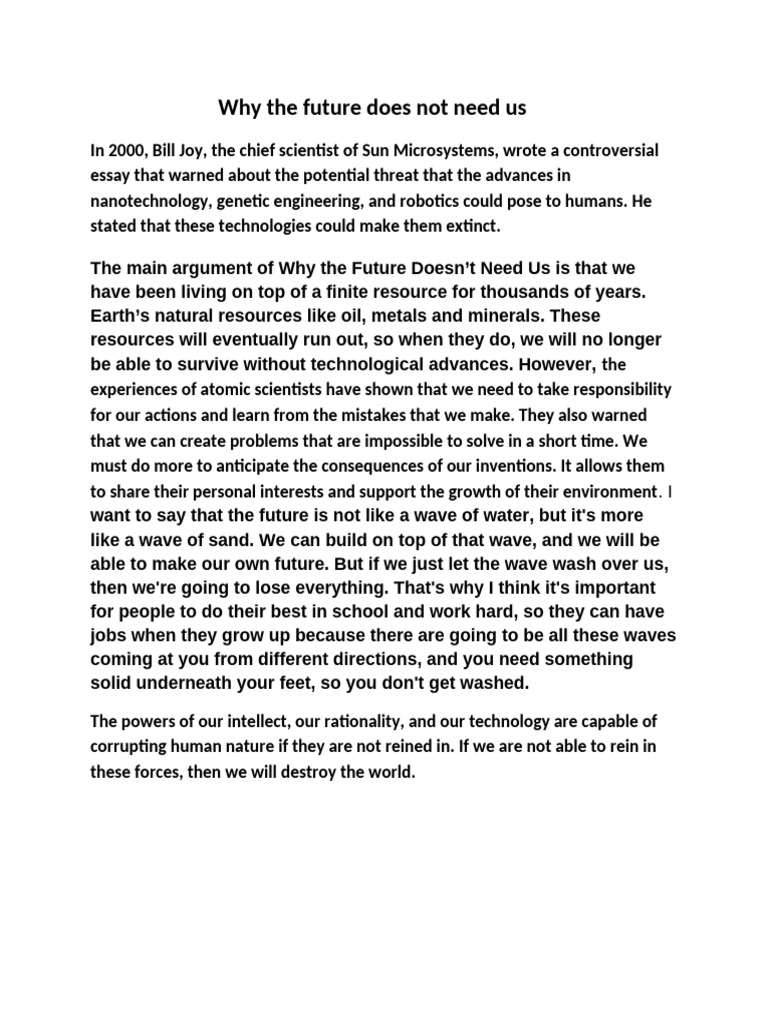 Why The Future Does Not Need Us | PDF