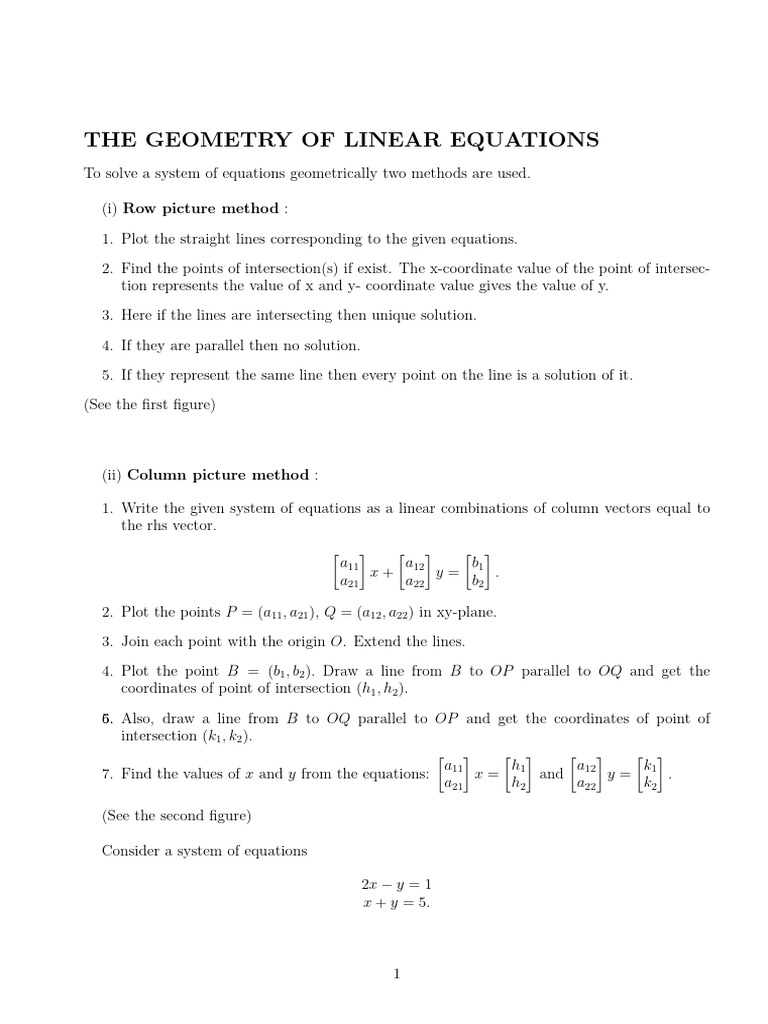 Geometry of Solving Linear Equations | PDF