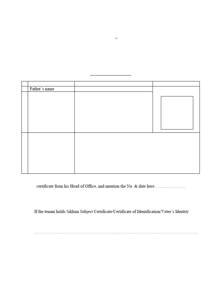Sikkim Tenant Verification Form 2009 | PDF | Identity Document | Government