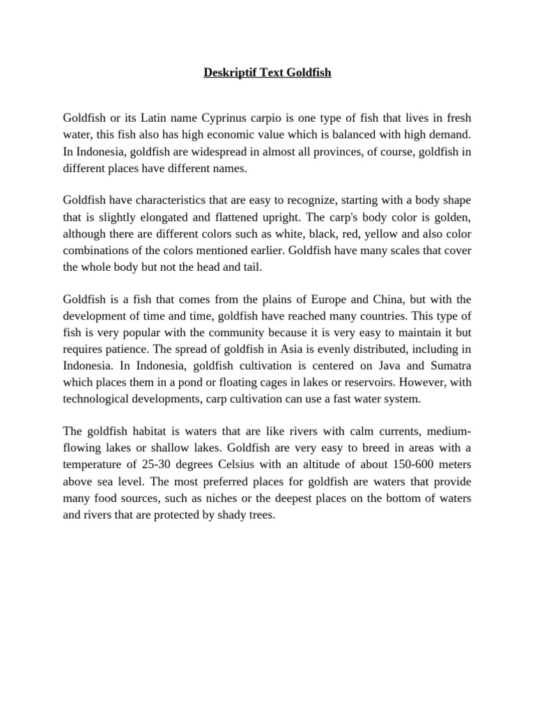 Deskriptif Text Goldfish | PDF