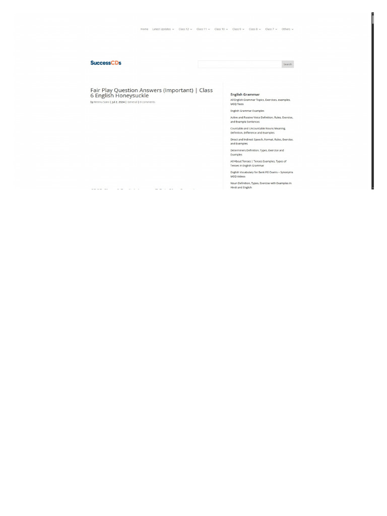 successcds.net-Fair Play Question Answers Important Class 6 English Honeysuckle-cvscreenshot | PDF
