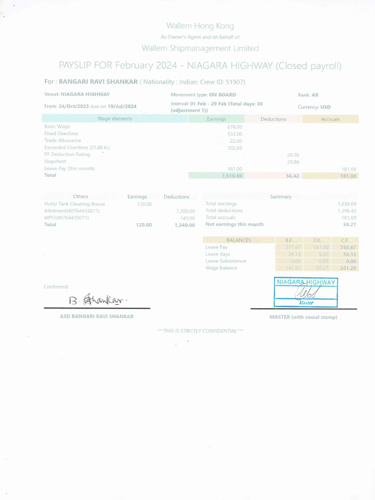 Pay Slip Feb 2024 - AB Ravi - 1 | PDF