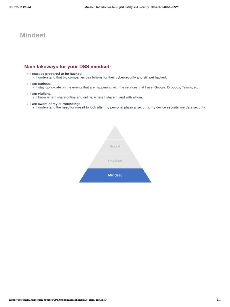 2 Mindset - Introduction To Digital Safety and Security - 20250327-IDSS-RNW | PDF