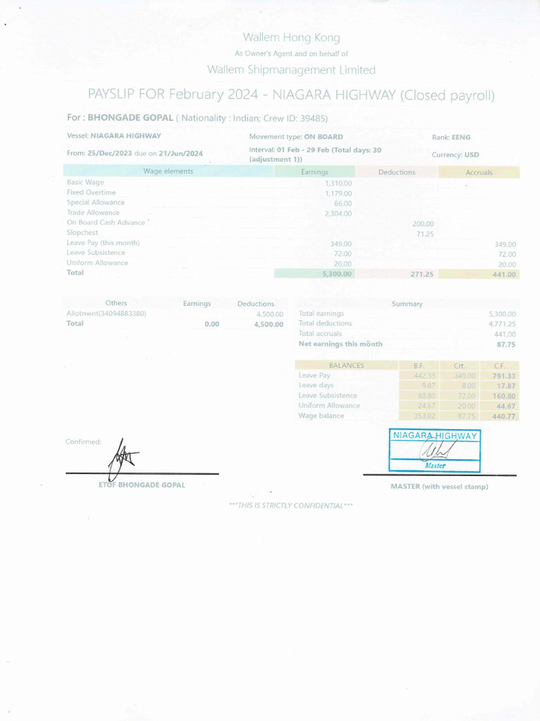 Pay Slip Feb 2024 - ETO - 1 | PDF