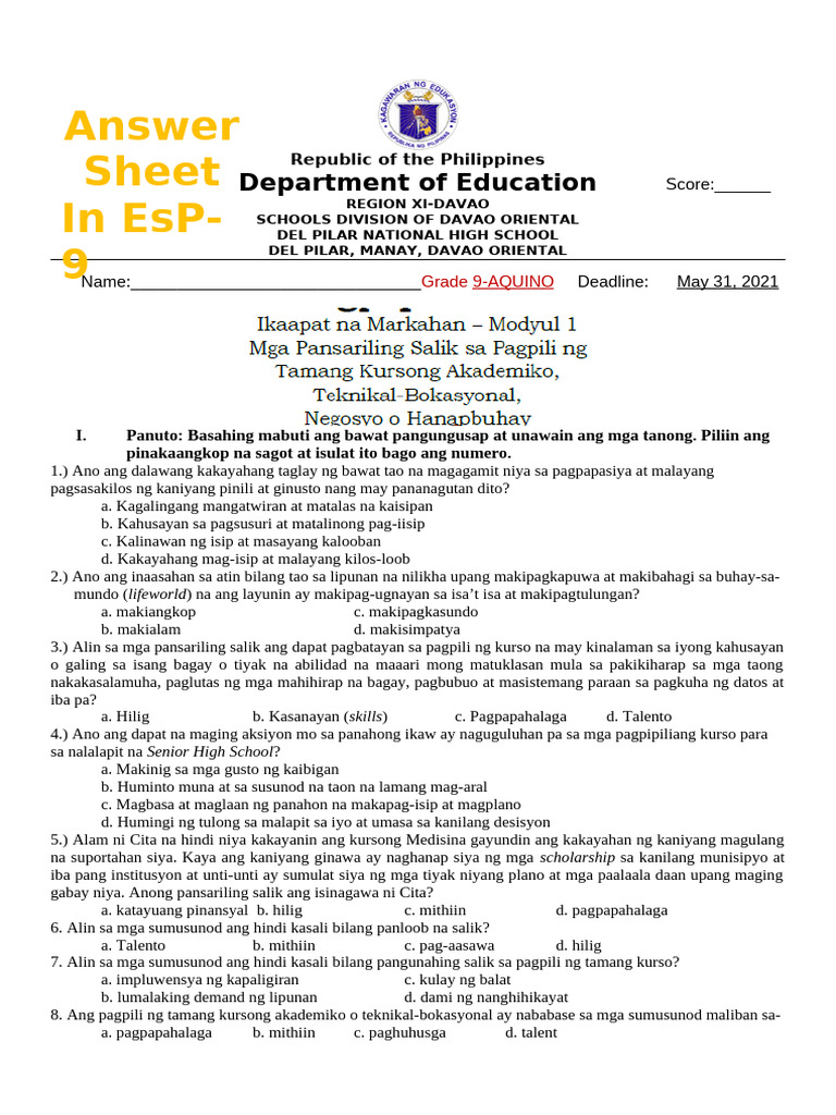 Esp 9 Module1 -As | PDF