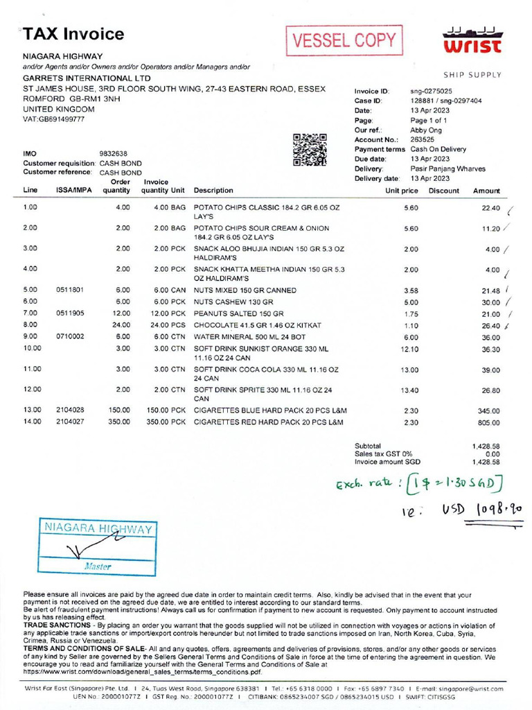 BOND INVOICE-SINGAPORE 13-04-2023 | PDF