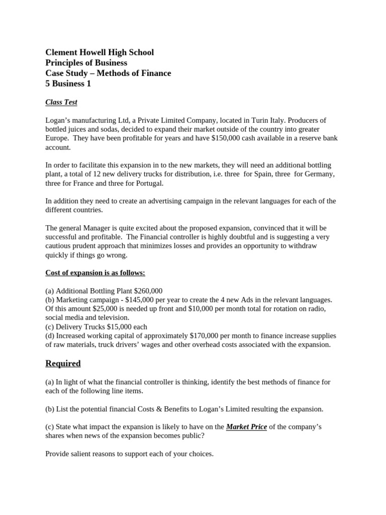 Case Study Methods of Finance | PDF