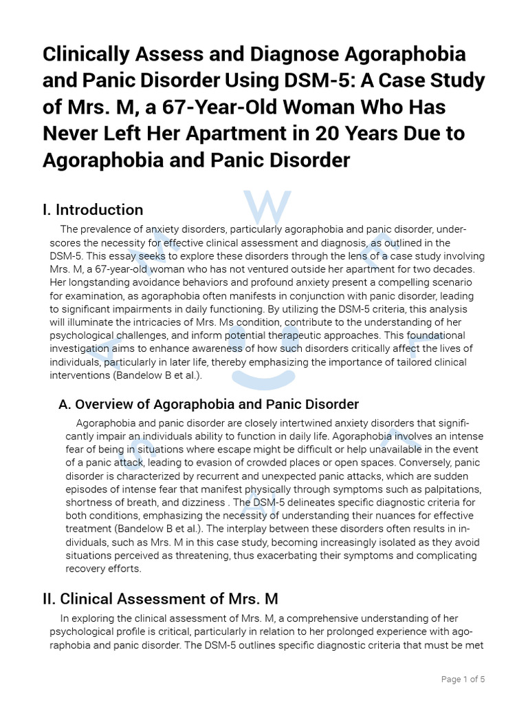 A. Overview of Agoraphobia and Panic Disorder | PDF | Agoraphobia | Panic Disorder
