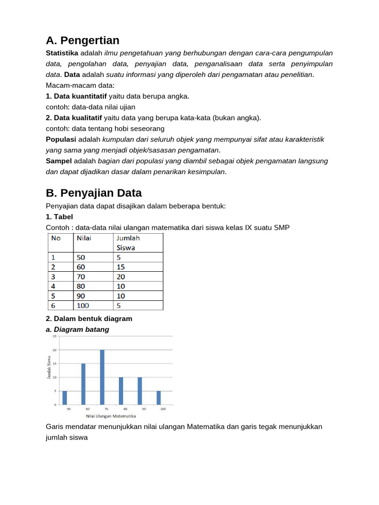 Rangkuman Materi Statistik Kelas 8 | PDF