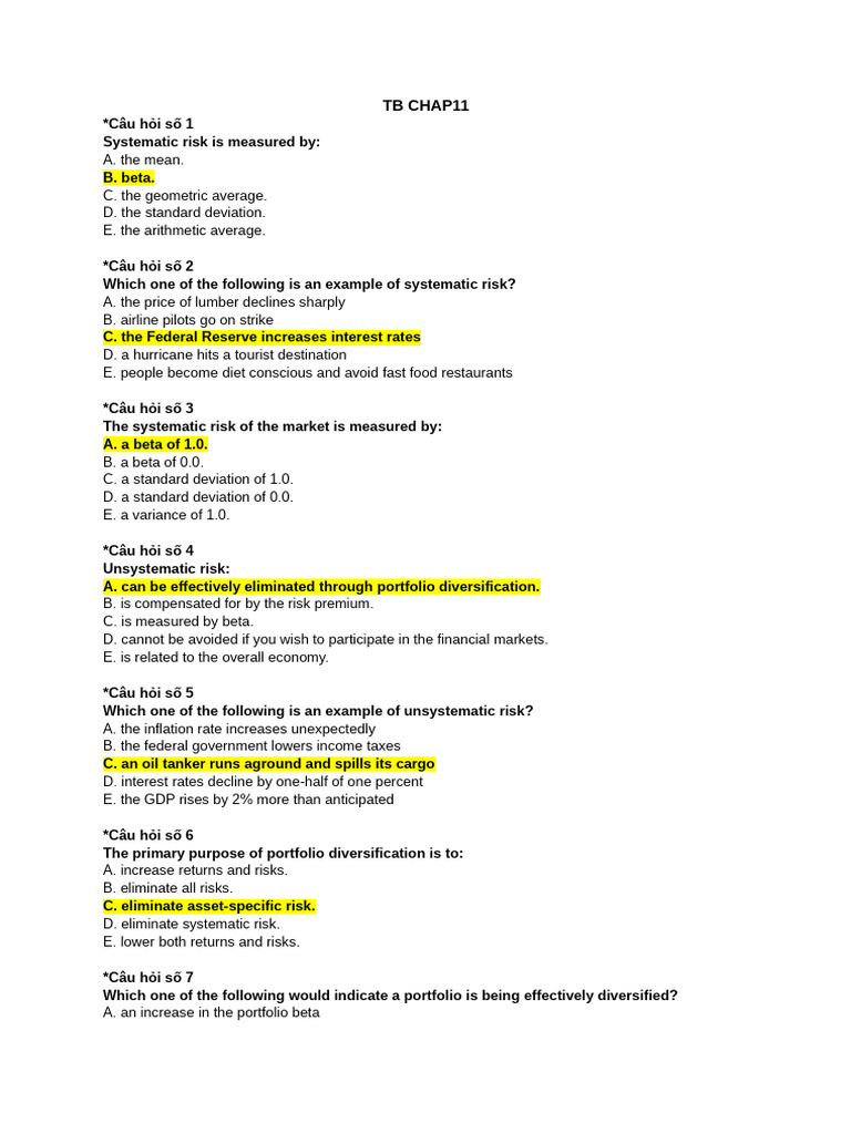 Understanding Systematic and Unsystematic Risk | PDF | Diversification ...