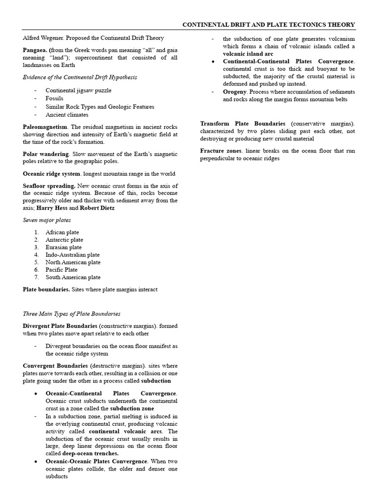 Continental Drift Theory | PDF | Plate Tectonics | Geology