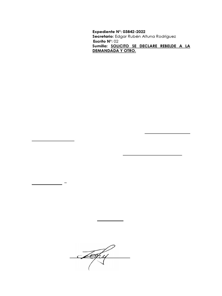 SOLICITO REBELDIA (ANTHONY) 1 | PDF