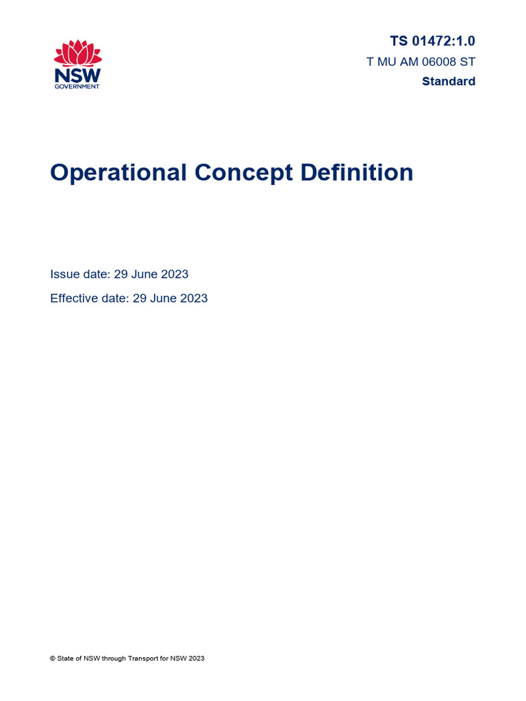TS 01472 - 1.00 - Operational Concept Definition | PDF | System | Transport