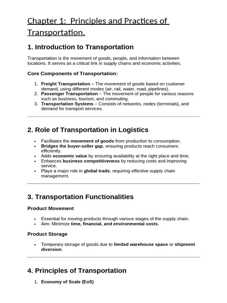 Transportation Principles and Practices | PDF | Transport | Logistics
