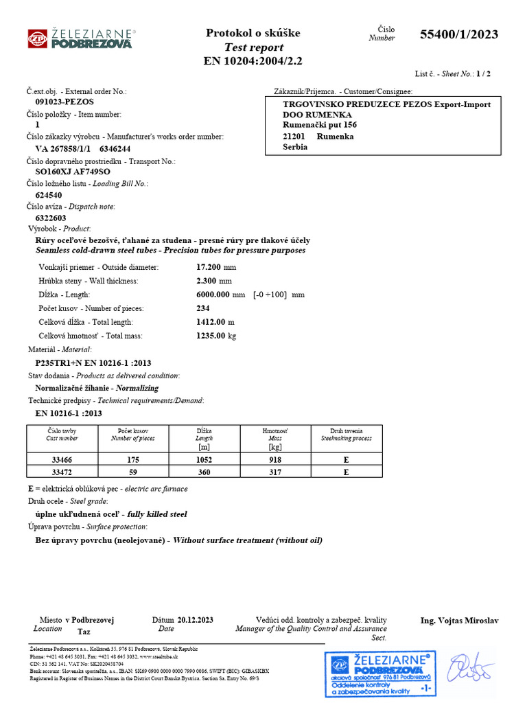 17,2x2,3x6000 P235TR1 | PDF