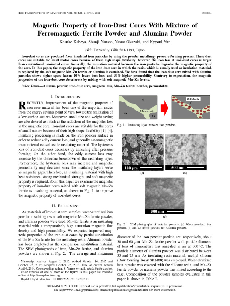 Magnetic Properties of Iron-Dust Cores | PDF | Physical Phenomena ...