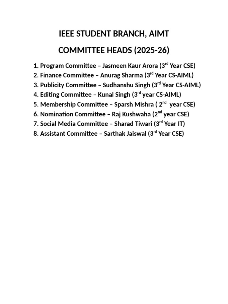 Ieee Student Branch Heads-1 | PDF