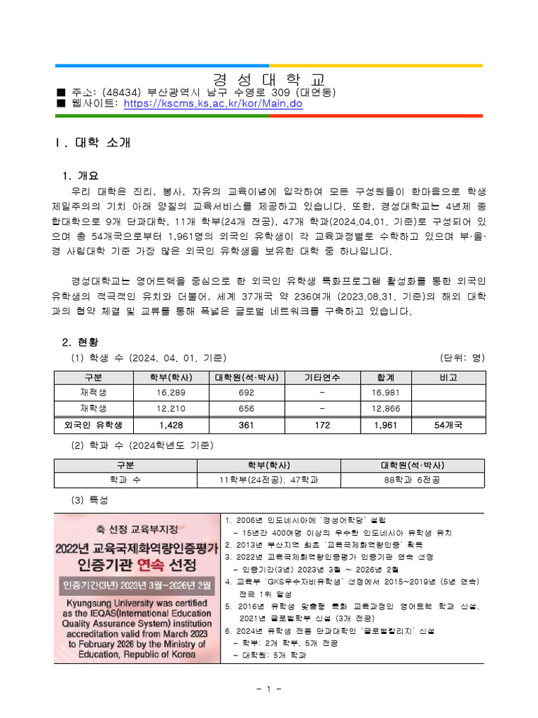 2025 GKS-U Overview of University (Kyungsung Univ.) | PDF