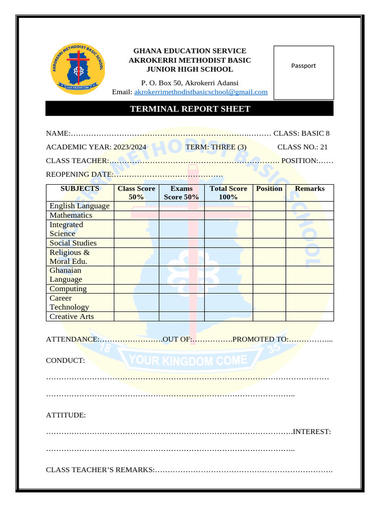 Terminal Report Sheet B8 | PDF