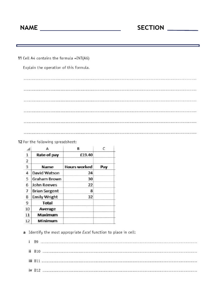 Spreadsheets Worksheet Ict 0417 | PDF