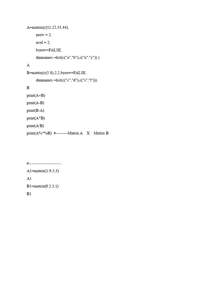 Matrix operations | PDF