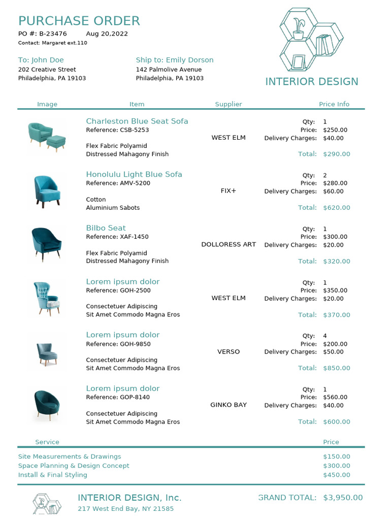 Purchase Order: Interior Design | PDF