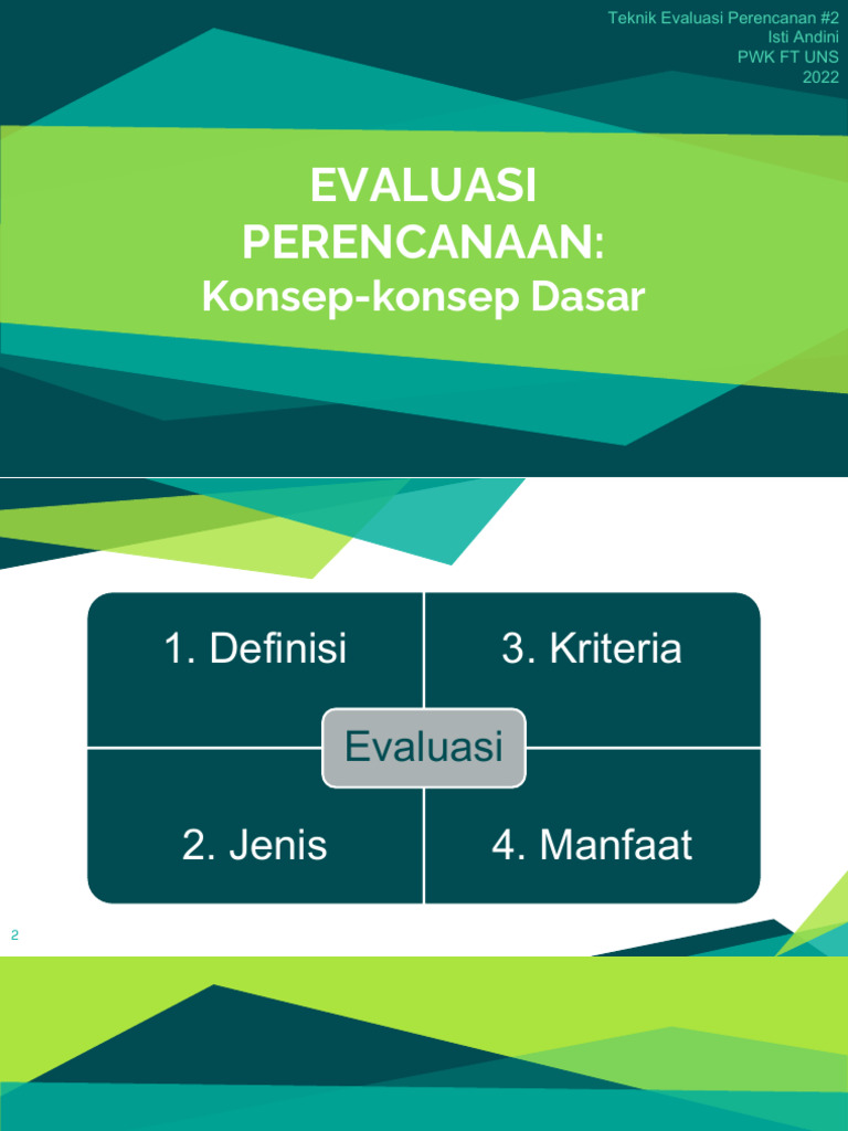 Konsep-Konsep Dasar Evaluasi Perencanaan | PDF