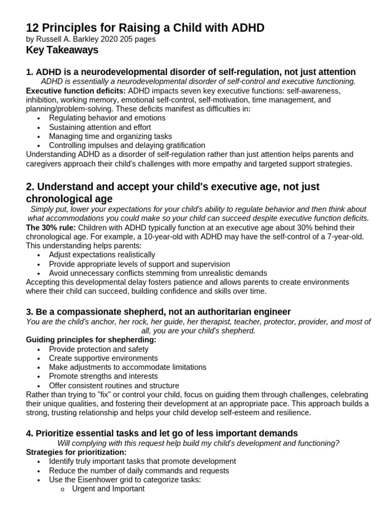 12 Principles For Raising A Child With ADHD | PDF | Attention Deficit Hyperactivity Disorder ...