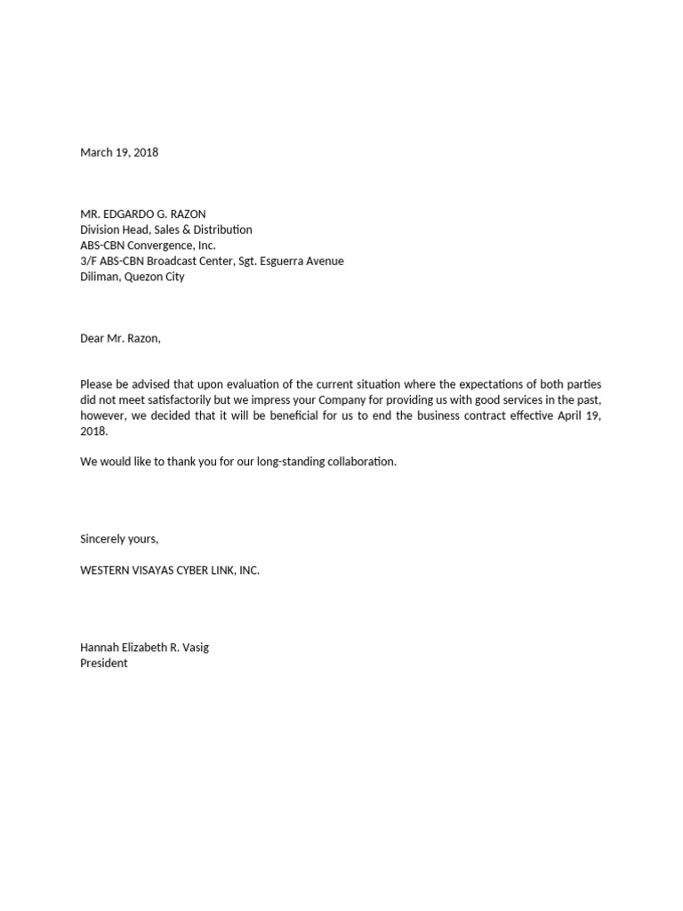 Disengagement Letter | PDF