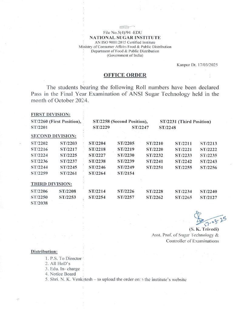 Office_order_result_ANSI(ST)_Final-October2024 | PDF