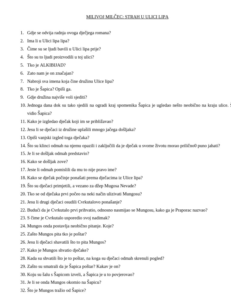 Milivoj Matosec, Strah U Ulici Lipa | PDF