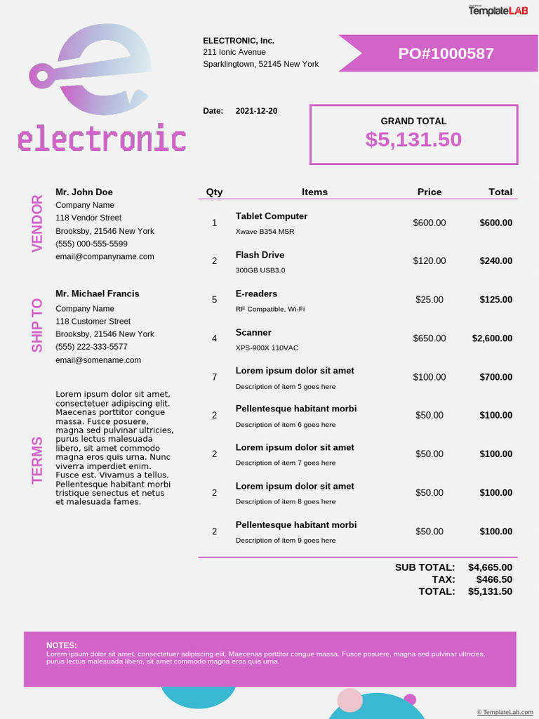 Electronic-Purchase-Order-Template-TemplateLab.com_ | PDF