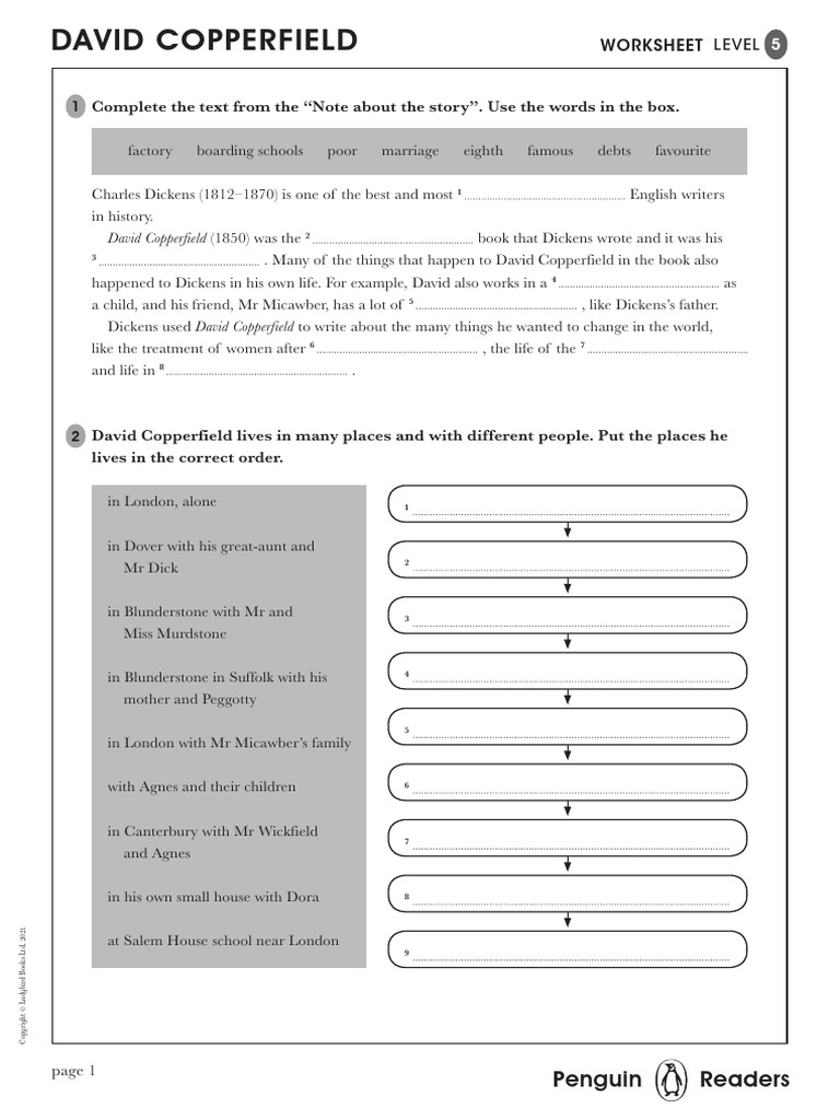 PR_DavidCopperfield_Worksheet2-1 | PDF | David Copperfield