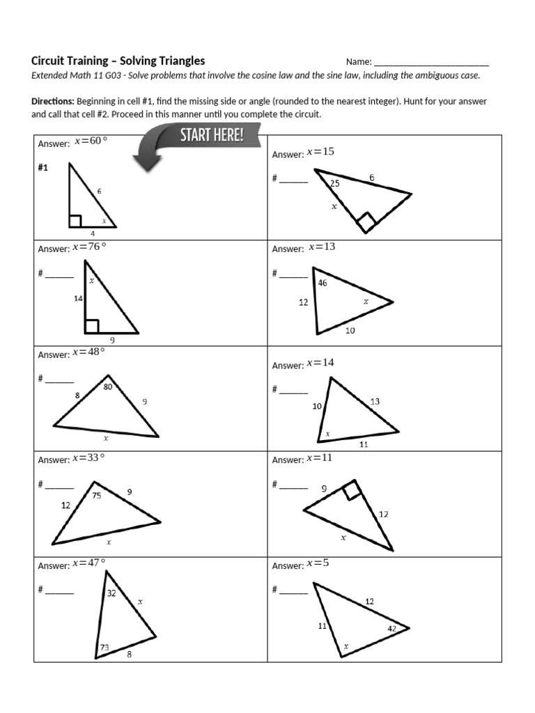 Math Circuit - Solving Triangles | PDF