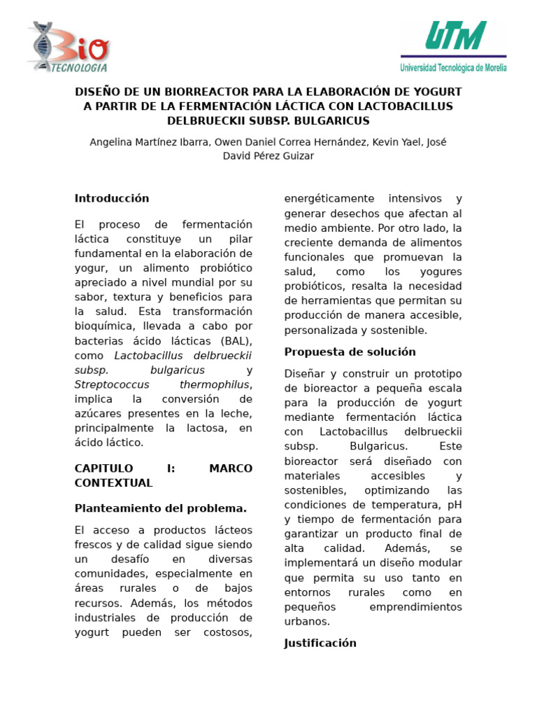 Bioreactor Procesos fermentativos | PDF | Yogur | Biología